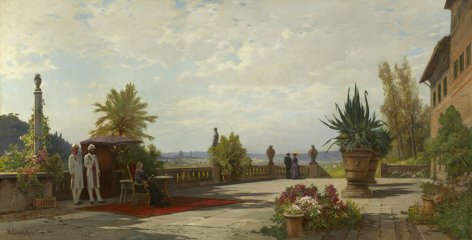 Queen Victoria (1819-1901) on the Terrace of Villa Palmieri by Hermann ...